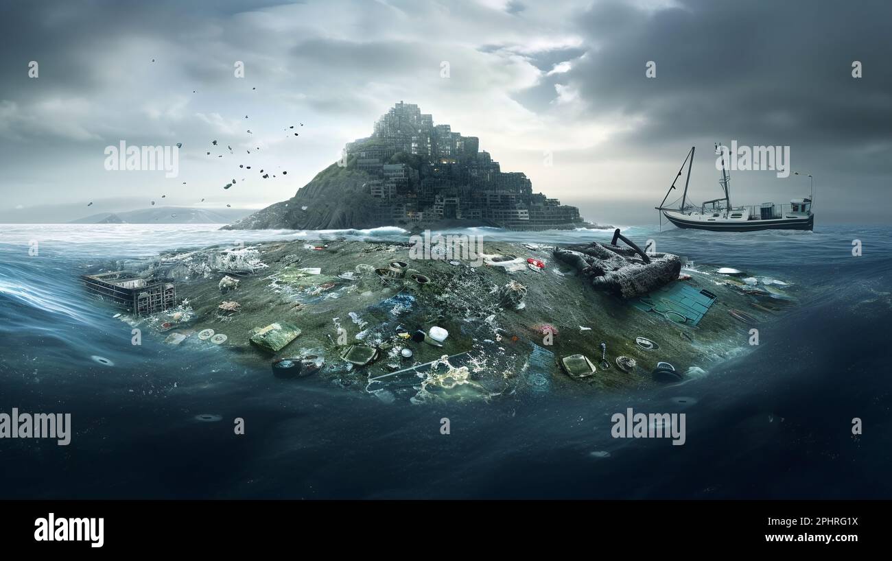 Plastic Pollution Island Ai Generated Stock Photo - Alamy