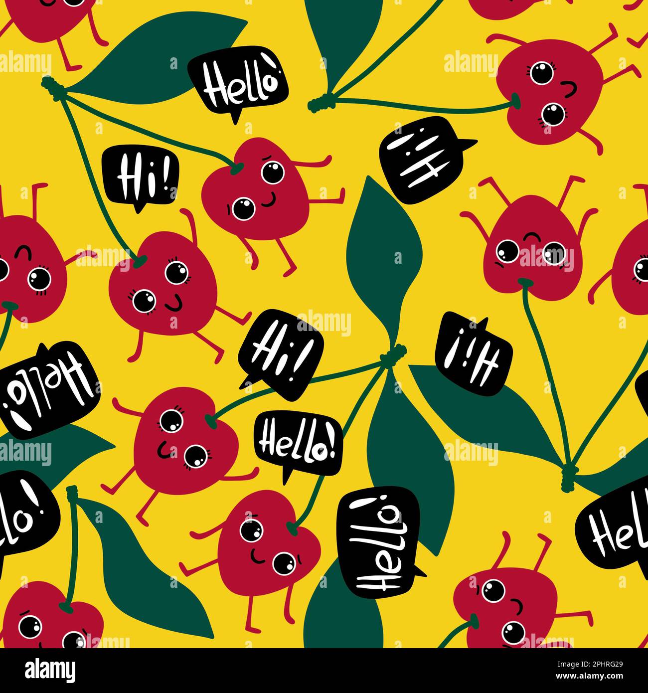 Cartoon summer fruit seamless cherry pattern for wrapping paper and ...