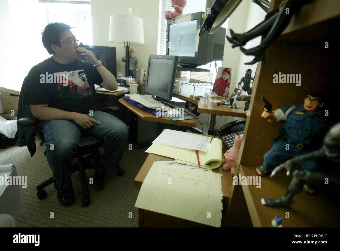 shrek21 025 lsJPG.JPG Tim Cheung, Supervising Animator, in his office ...