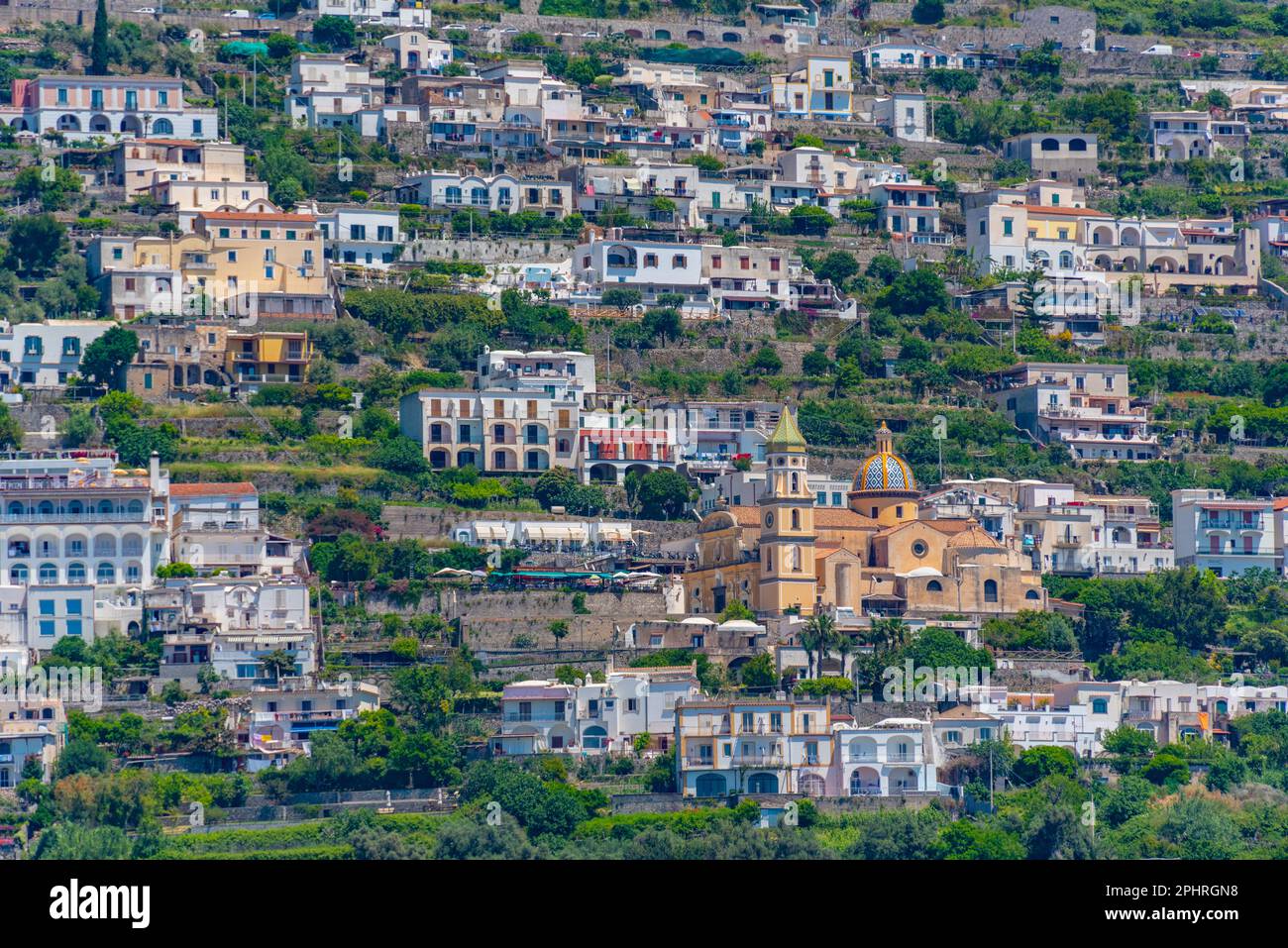 Panorama view of Praiano town in Italy Stock Photo - Alamy