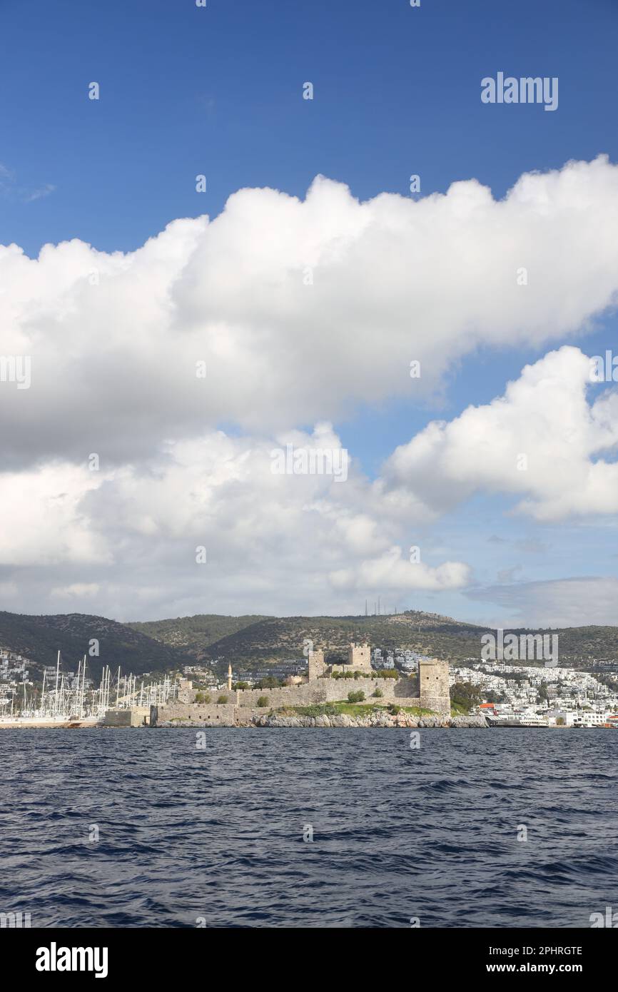 Bodrum Castle view from beach. Bodrum is populer tourist destination in ...