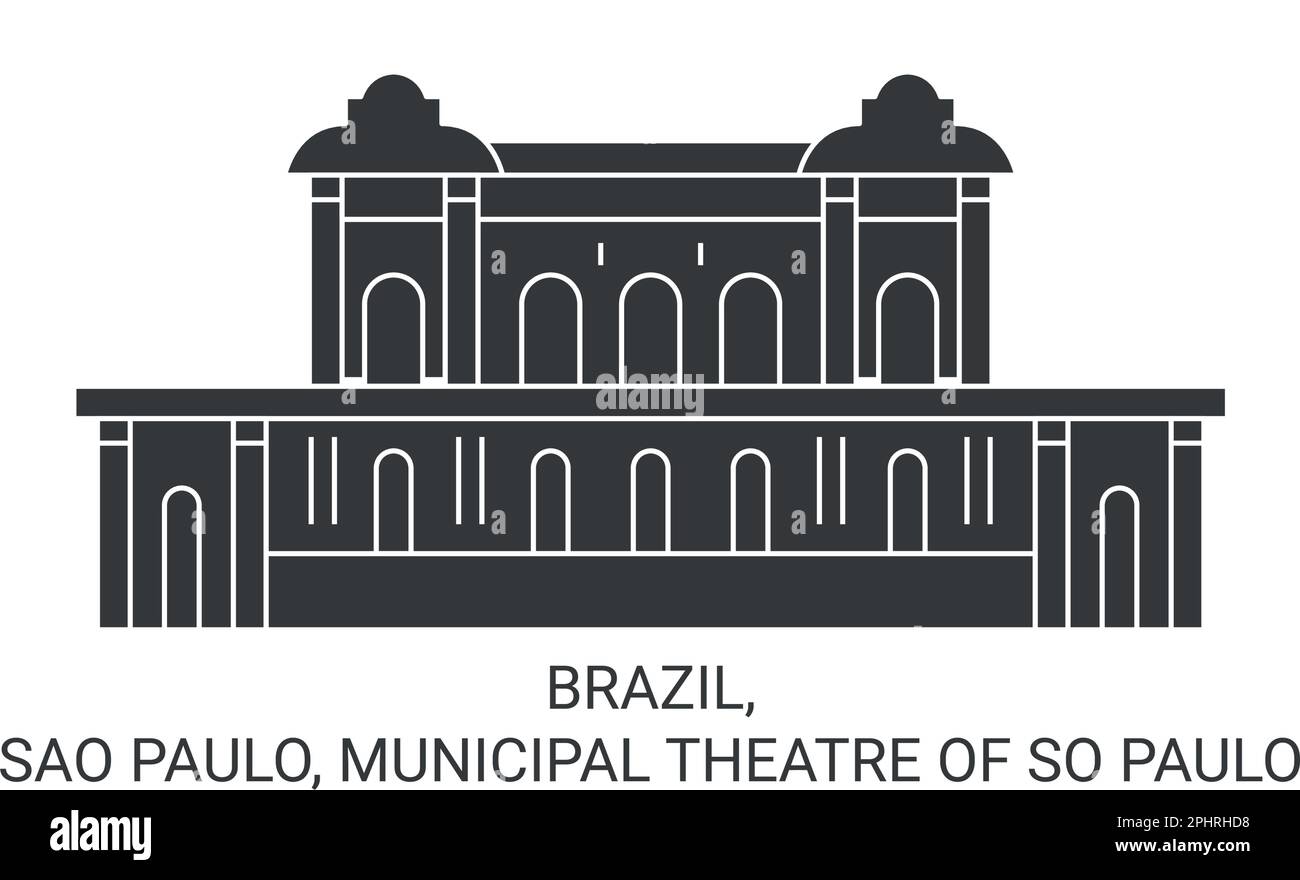 Brazil, Sao Paulo, Municipal Theatre Of So Paulo travel landmark vector ...