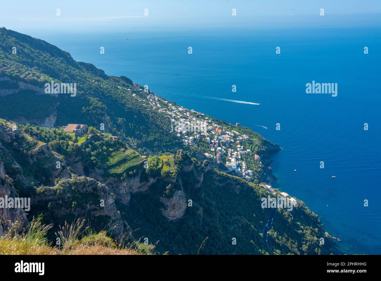 Aerial view of Italian town Praiano Stock Photo - Alamy