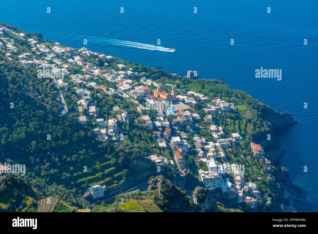 Aerial view of Italian town Praiano Stock Photo - Alamy