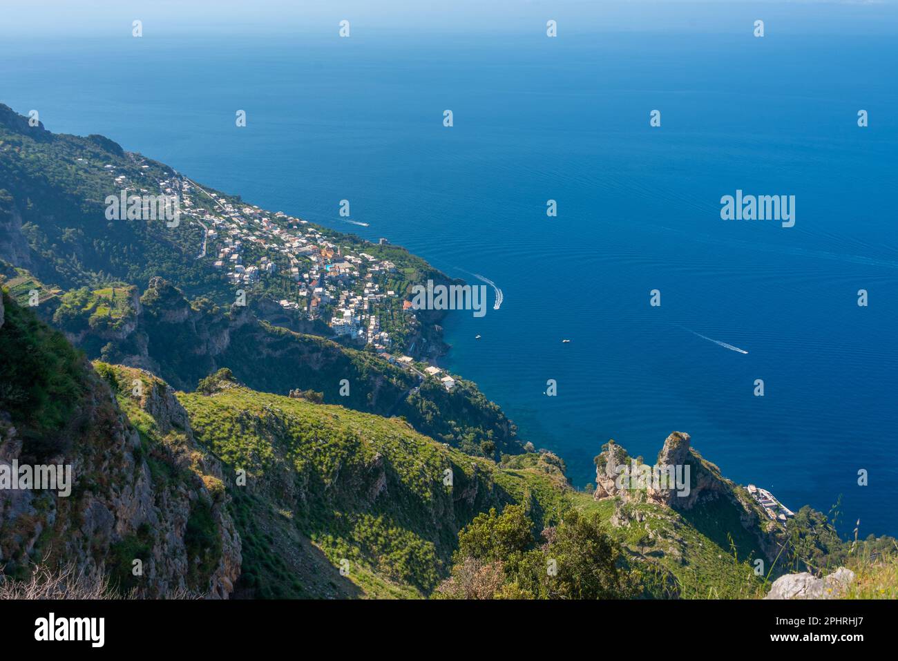 Aerial view of Italian town Praiano Stock Photo - Alamy