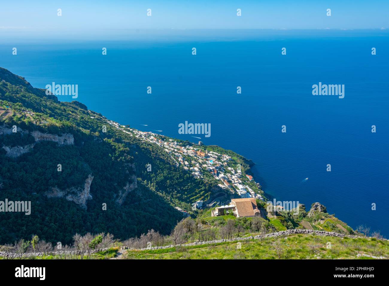 Aerial view of Italian town Praiano Stock Photo - Alamy