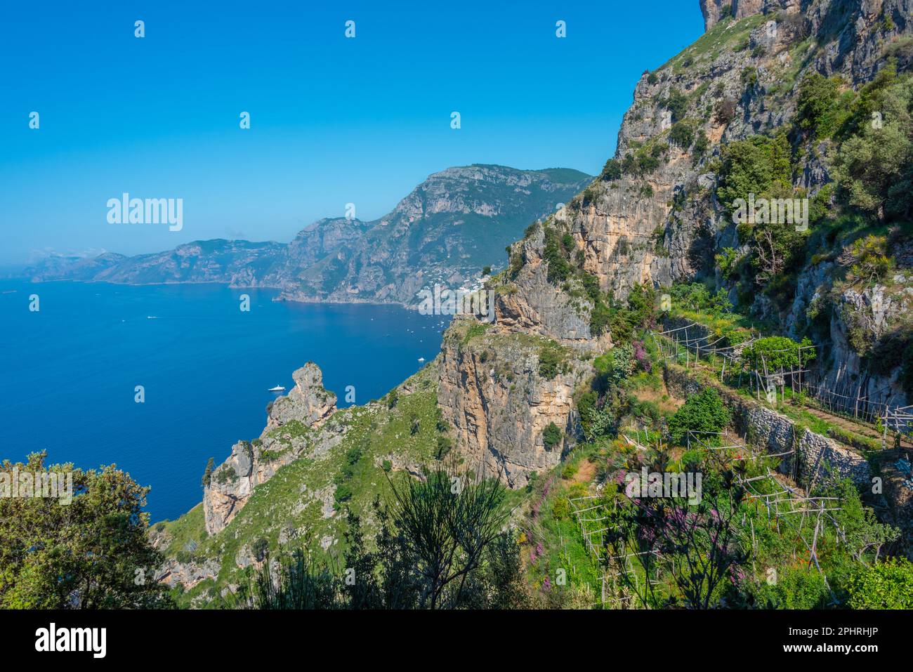 Natural landscape of Costiera Amalfitana coastline viewed from Sentiero ...