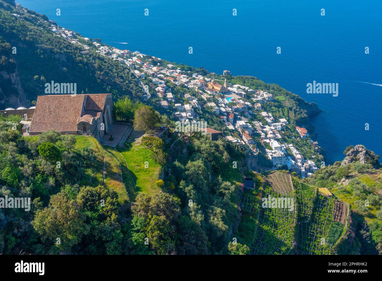 Aerial view of Italian town Praiano Stock Photo - Alamy