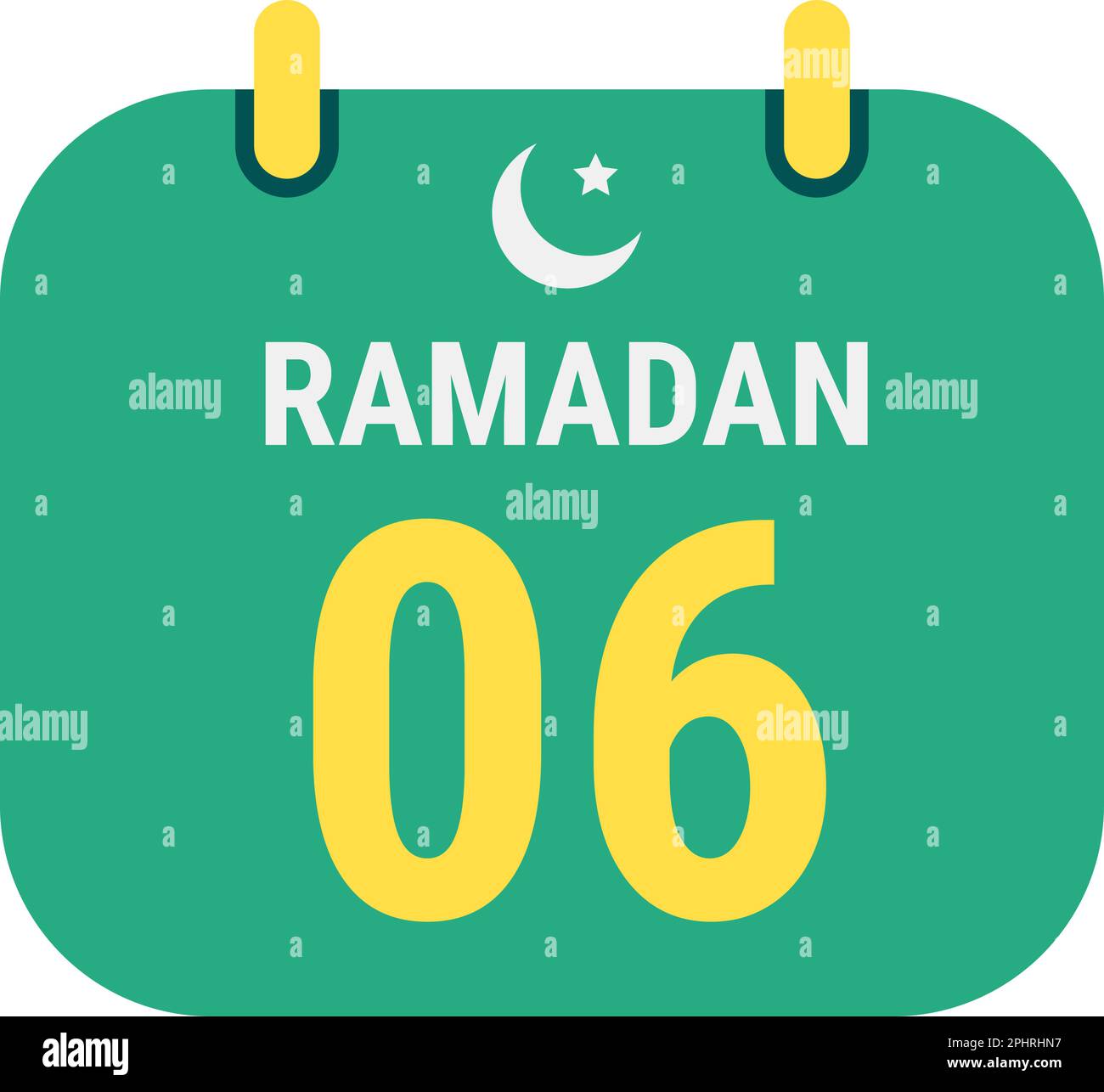 6th Ramadan Celebrate with White and Golden Crescent Moons. and English ...