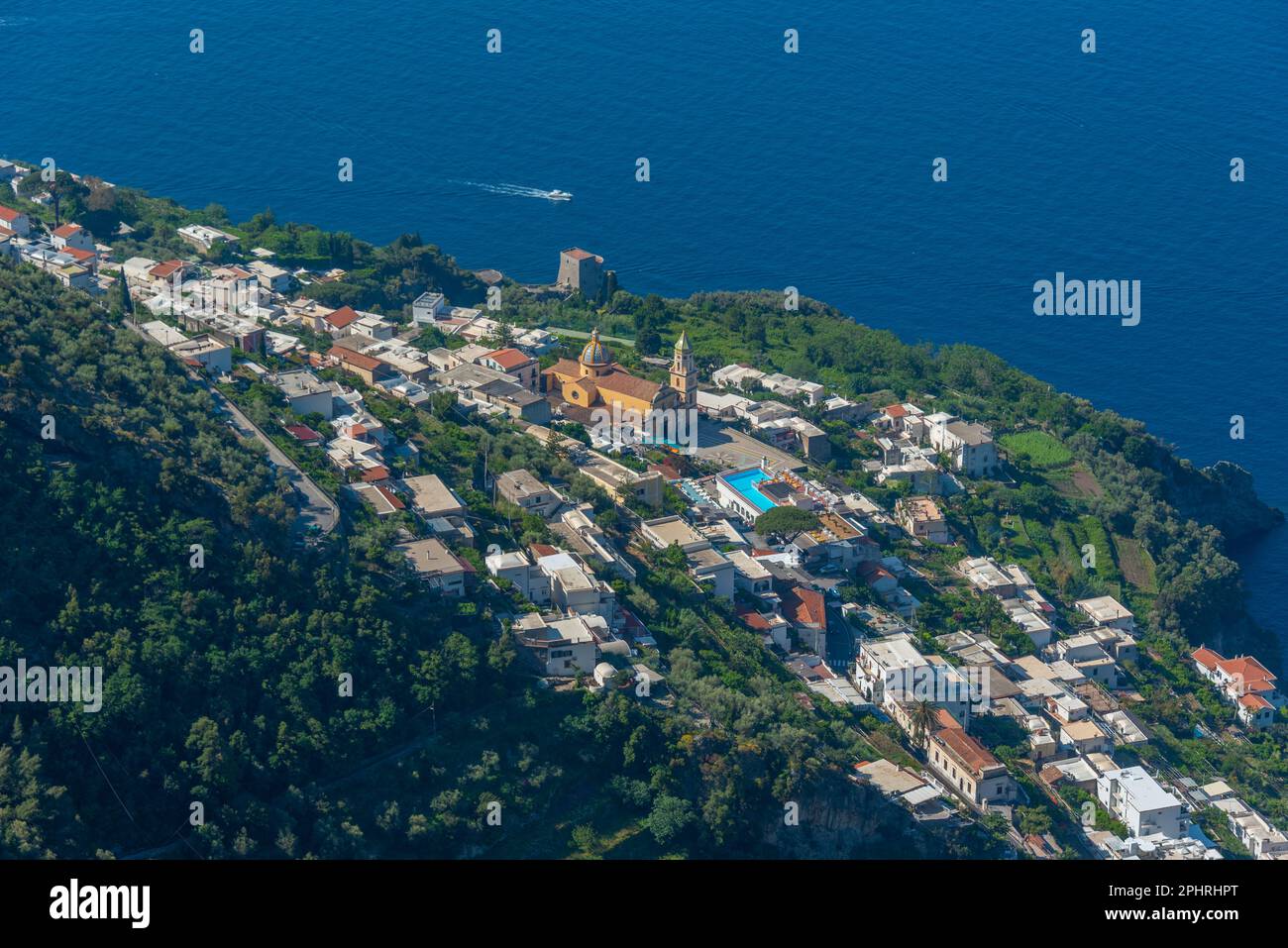 Aerial view of Italian town Praiano Stock Photo - Alamy