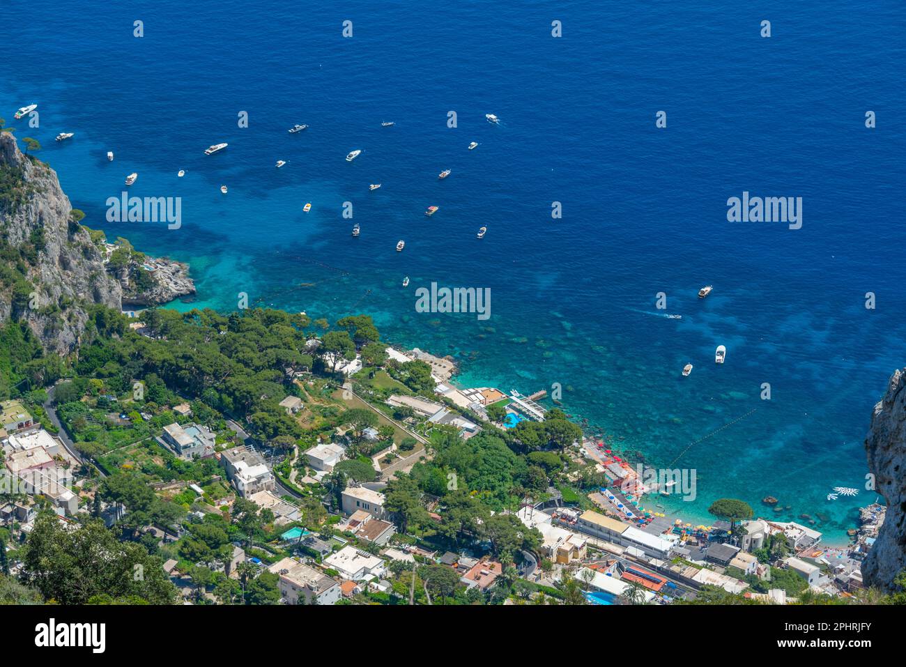 Aerial view of Marina Piccola at the Italian island Capri Stock Photo ...