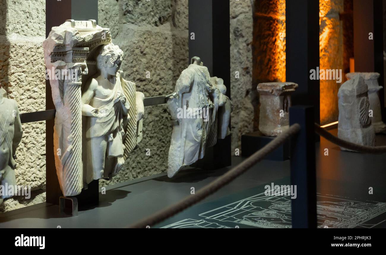 Collection of ancient marble sculptures in Lycian Civilization Museum ...
