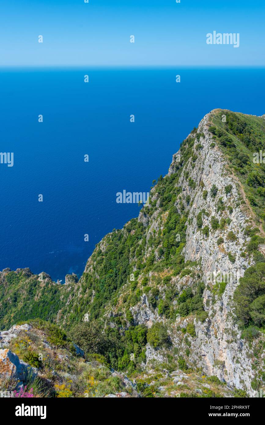 Cliffs underneath Monte Solaro at Italian island Capri Stock Photo - Alamy