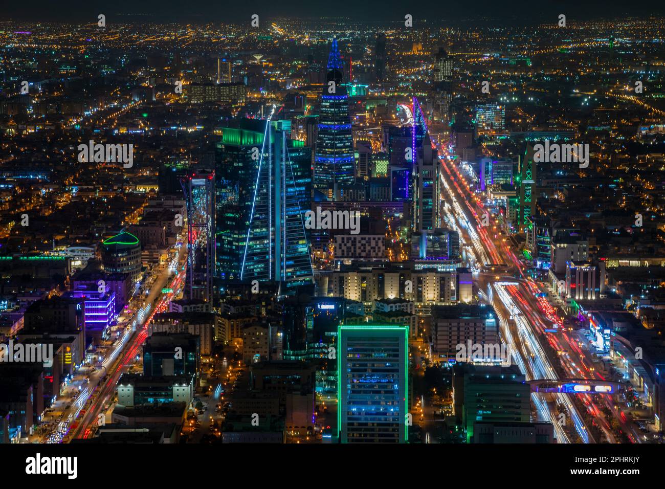 Night panorama of downtown of Riyadh city, Al Riyadh, Saudi Arabia ...