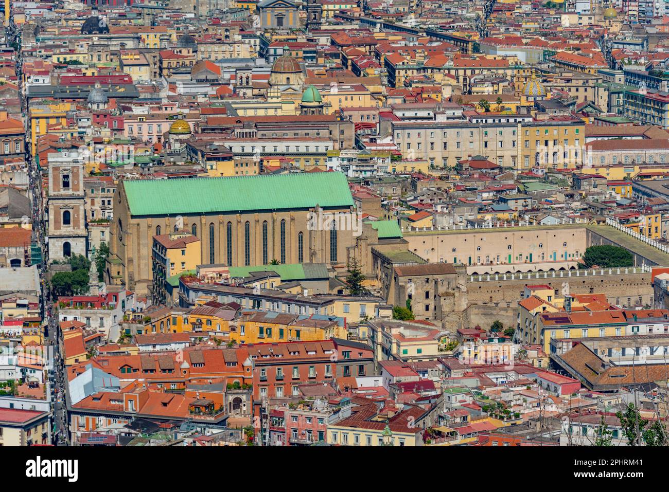 Aerial view of the Santa Chiara monastery in Naples, Italy Stock Photo ...