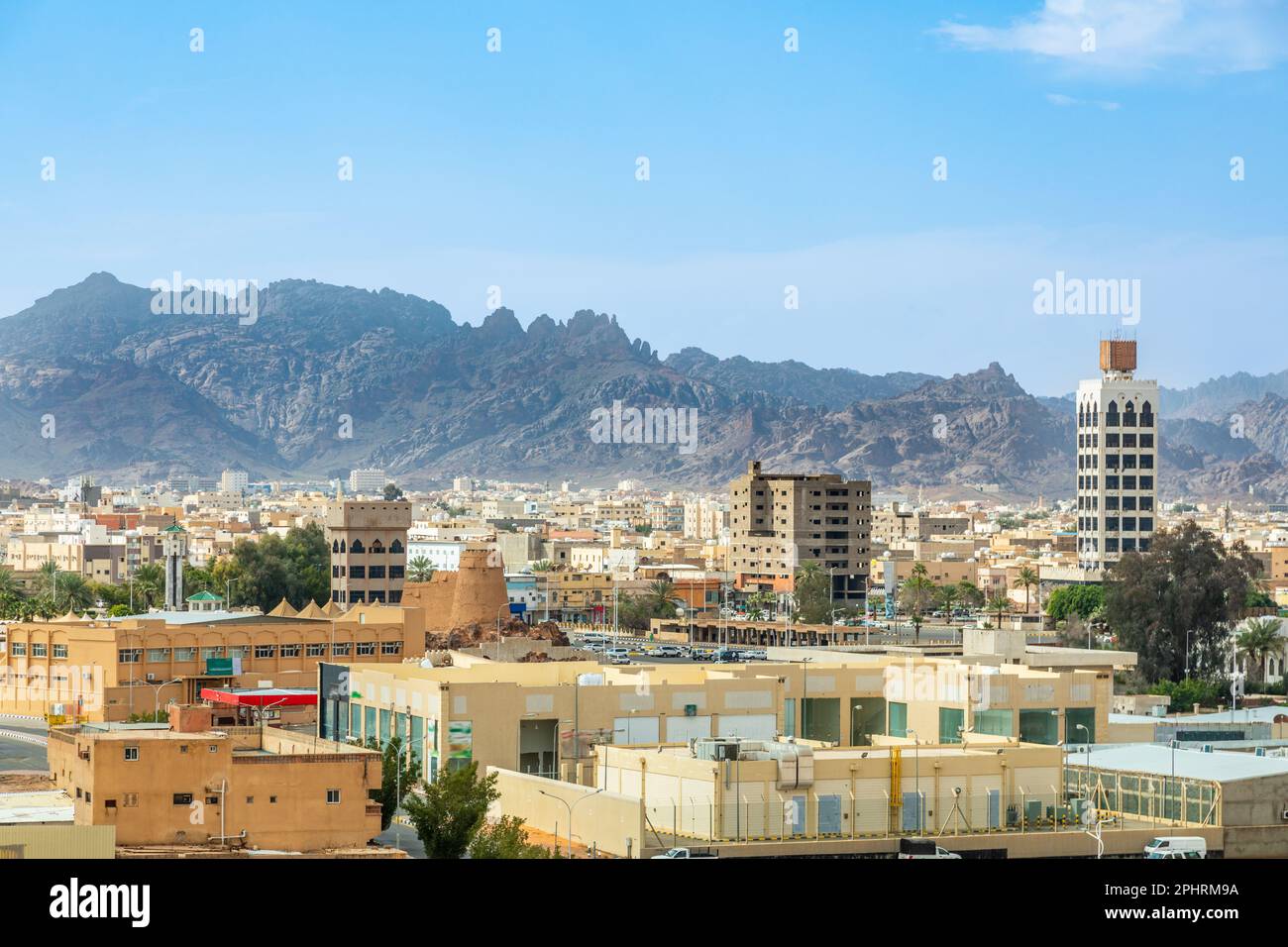 Hail city downtown with mountains in the background, Hail, Saudi Arabia ...