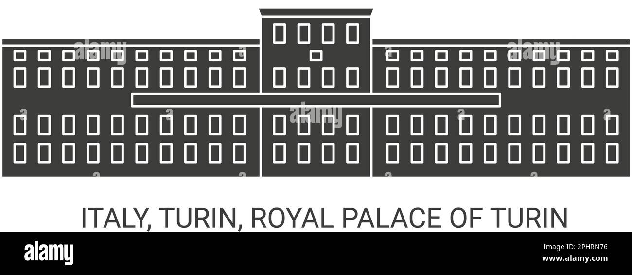 Italy, Turin, Royal Palace Of Turin, travel landmark vector ...