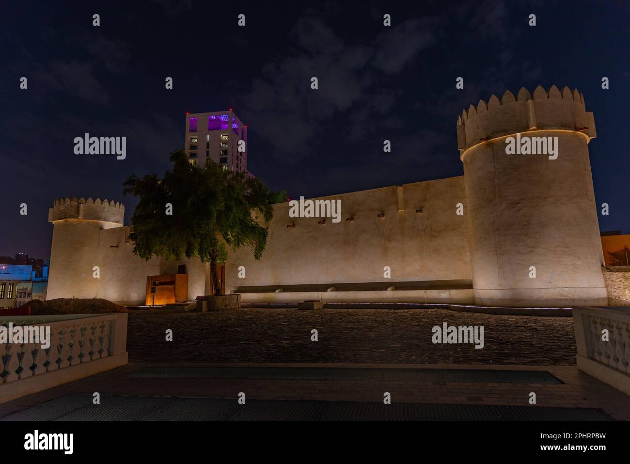 Night view of Al Koot Fort at Doha, Qatar Stock Photo - Alamy
