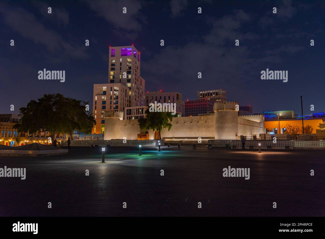 Night view of Al Koot Fort at Doha, Qatar Stock Photo - Alamy