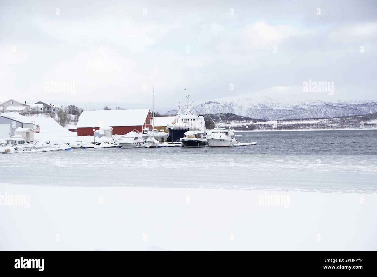 Snowy nature landscape view in tromso Stock Photo - Alamy