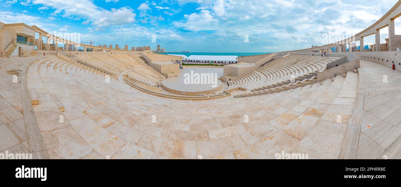 Amphitheatre at the Katara cultural village in Doha, Qatar Stock Photo ...