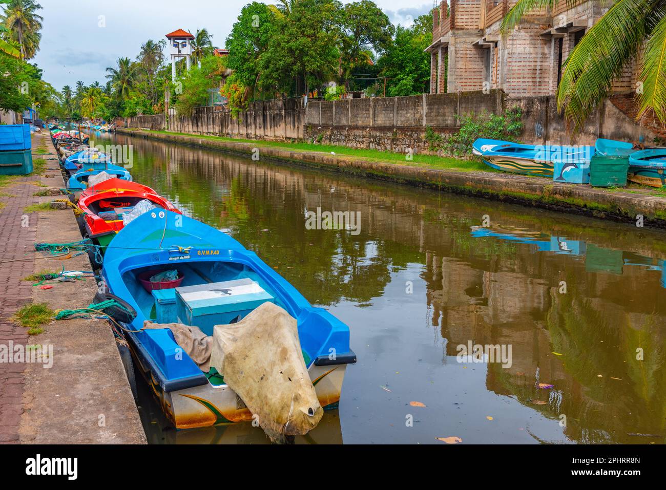Colorful boats mooring at the dutch canal in Negombo, Sri Lanka Stock ...