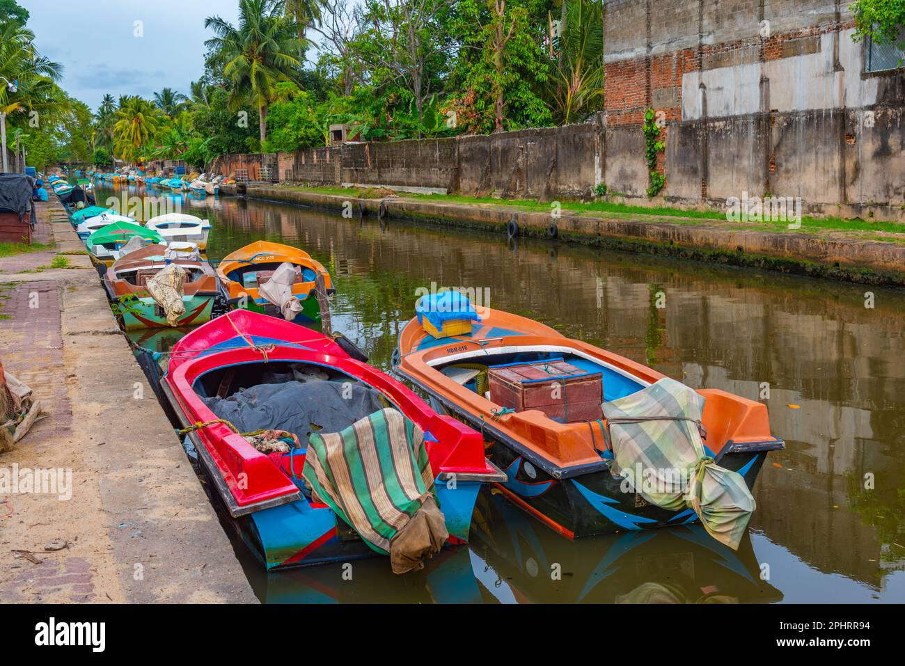Colorful boats mooring at the dutch canal in Negombo, Sri Lanka Stock ...