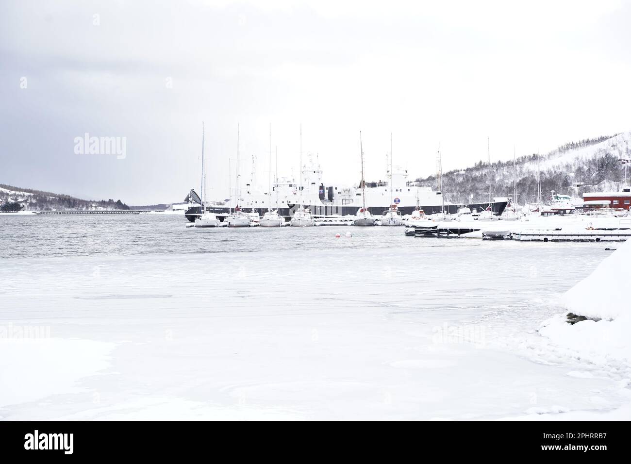 Snowy nature landscape view in tromso Stock Photo - Alamy