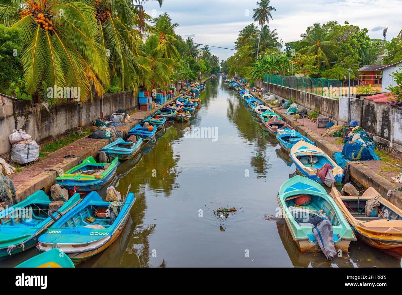 Colorful boats mooring at the dutch canal in Negombo, Sri Lanka Stock ...