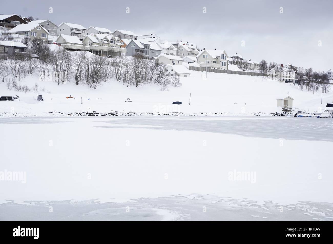 Snowy nature landscape view in tromso Stock Photo - Alamy