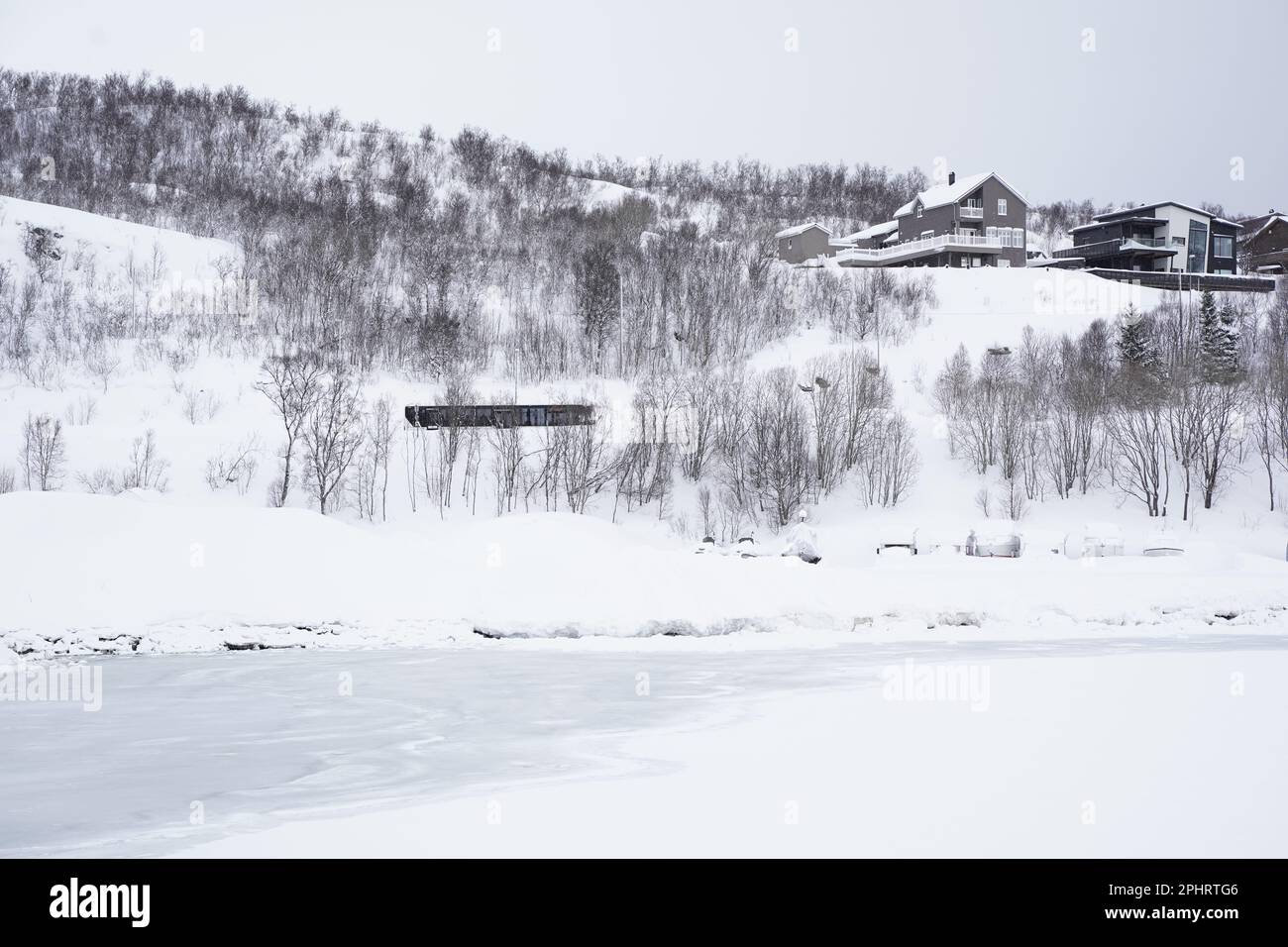 Snowy nature landscape view in tromso Stock Photo - Alamy