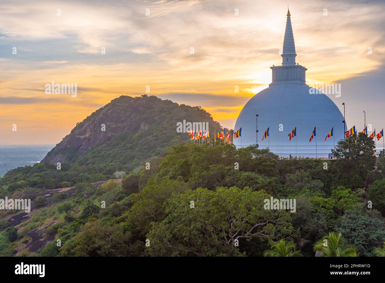 Sunset view of Maha stupa at Mihintale buddhist site in Sri Lanka Stock ...
