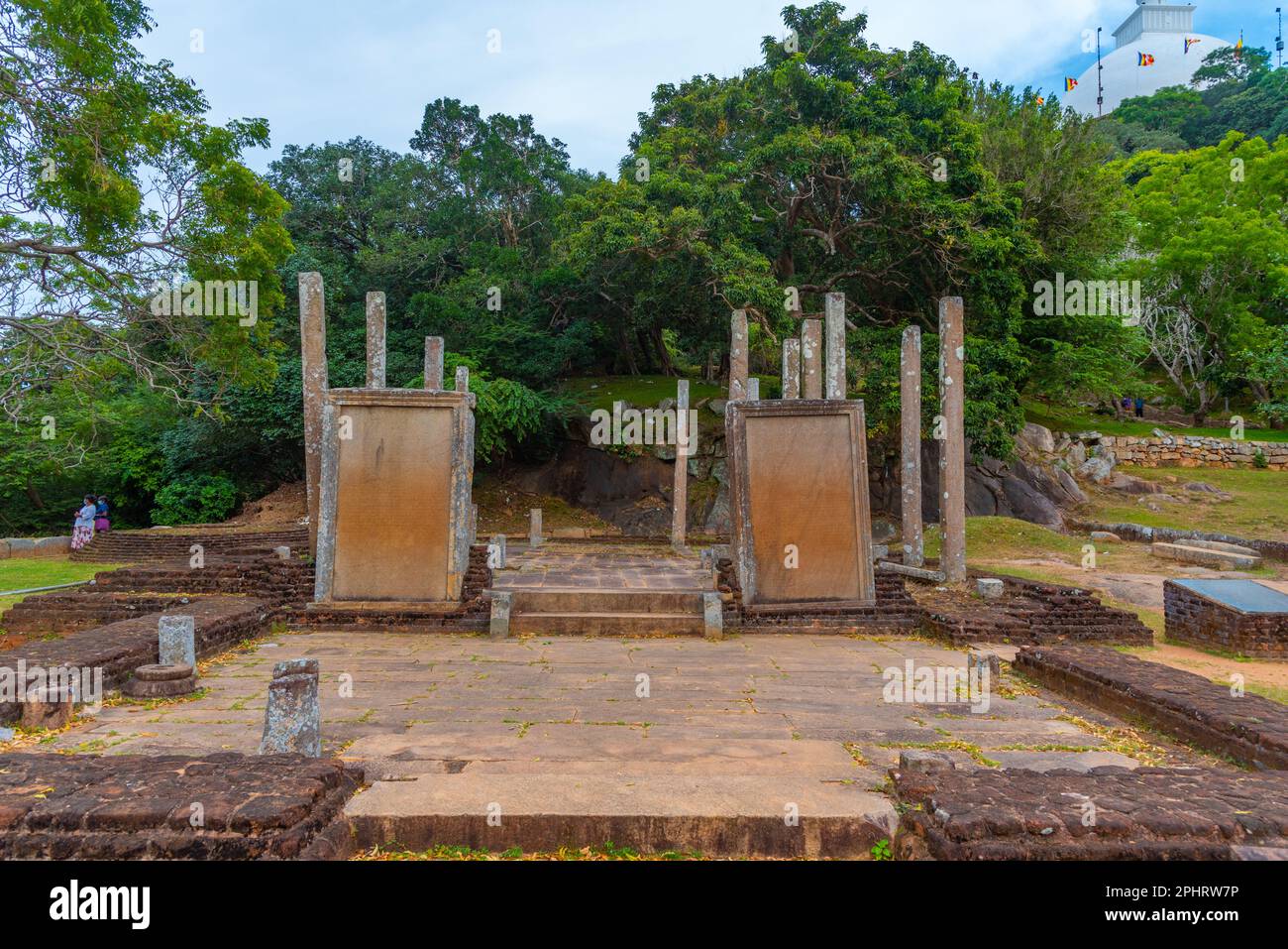 Stone slab inscription at Mihintale buddhist site in Sri Lanka Stock ...