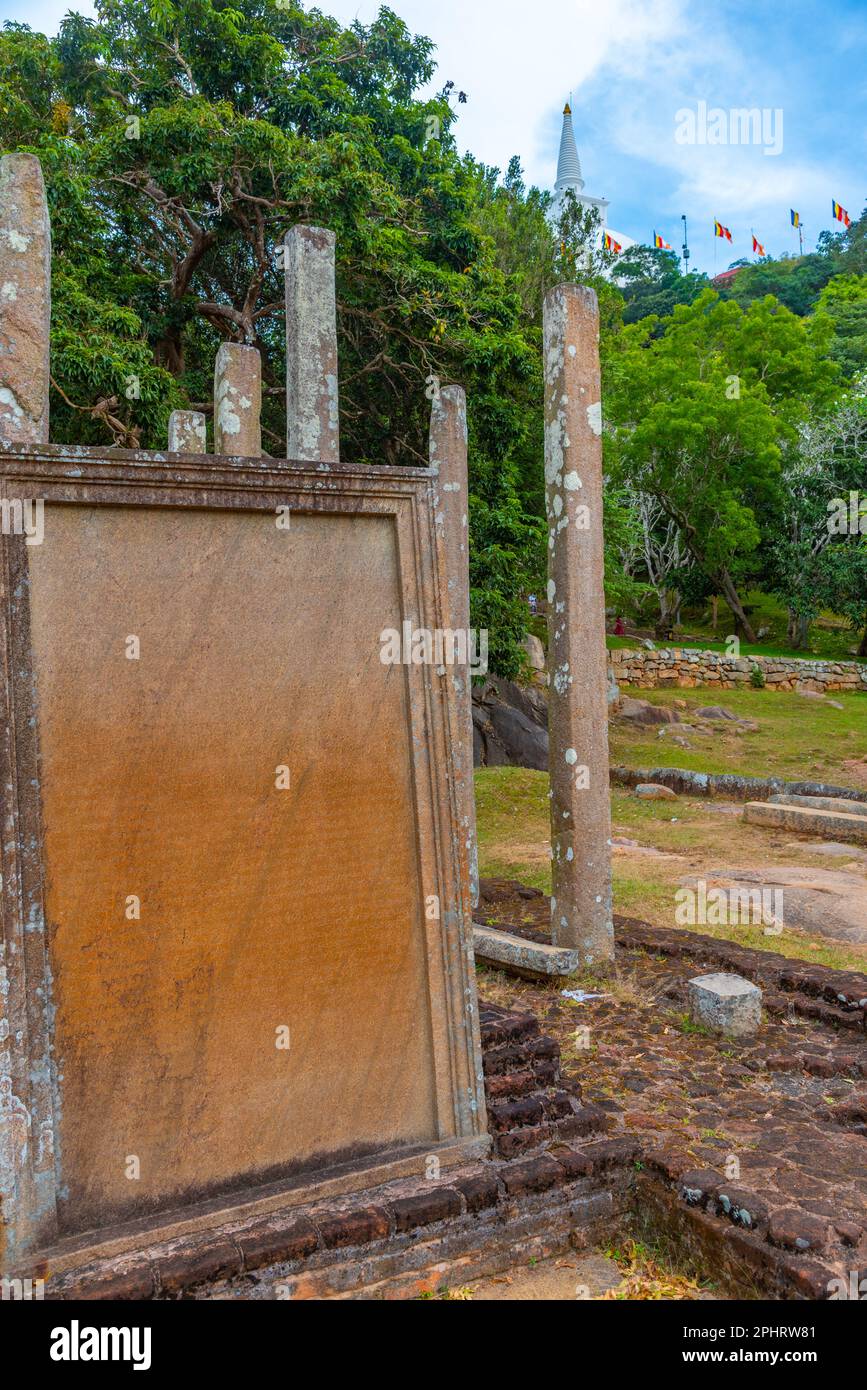 Stone slab inscription at Mihintale buddhist site in Sri Lanka Stock ...