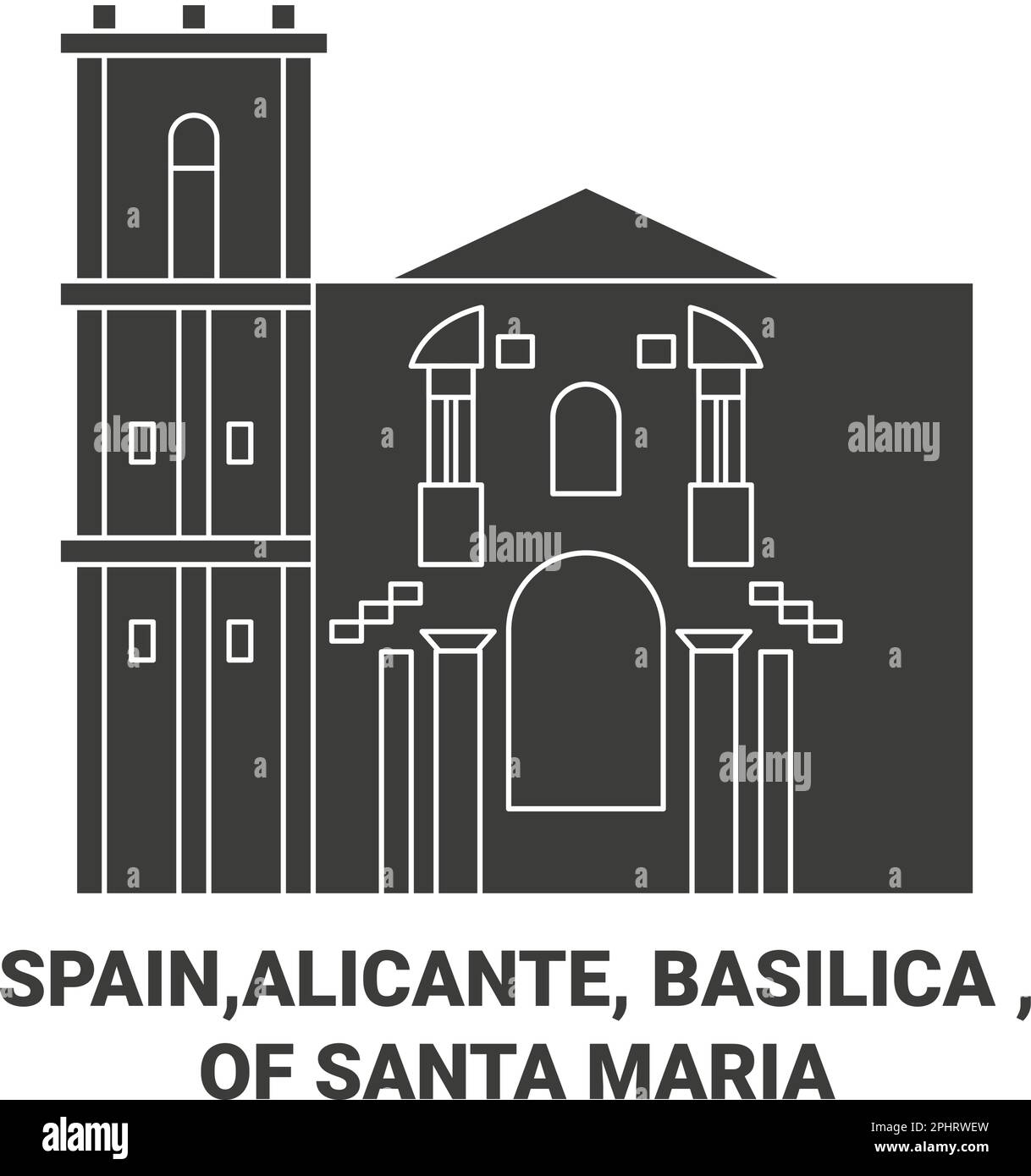 Spain,Alicante, Basilica , Of Santa Maria travel landmark vector ...