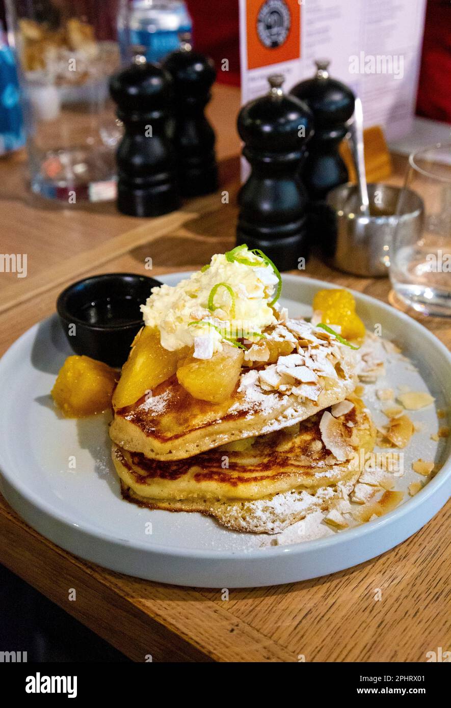 Hummingbird - poached pineapple pancakes at Where the Pancakes Are in ...