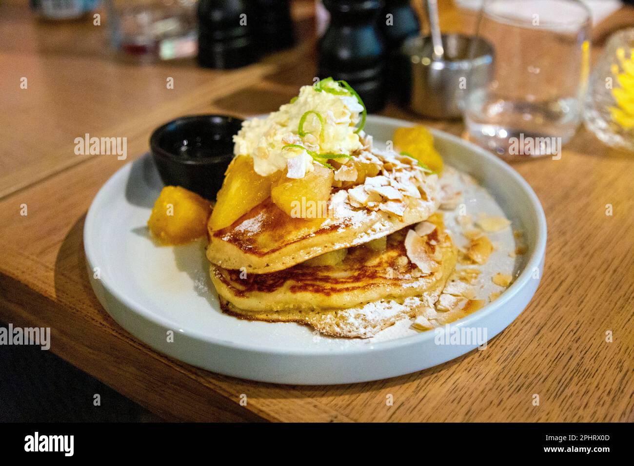 Hummingbird - poached pineapple pancakes at Where the Pancakes Are in ...