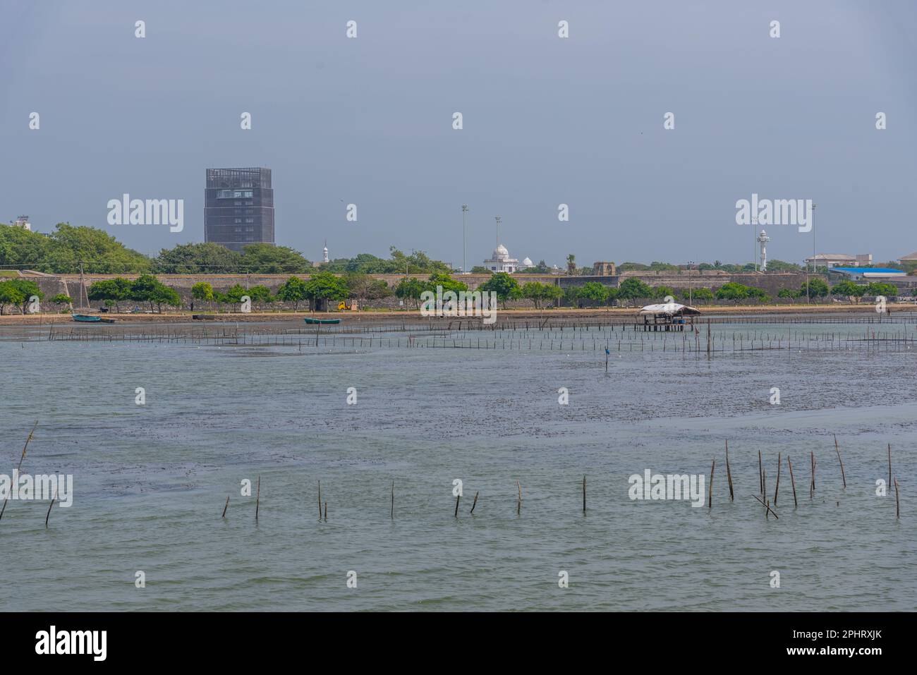 Fishing infrastructure at the shallow lagoons near Jaffna, Sri Lanka ...