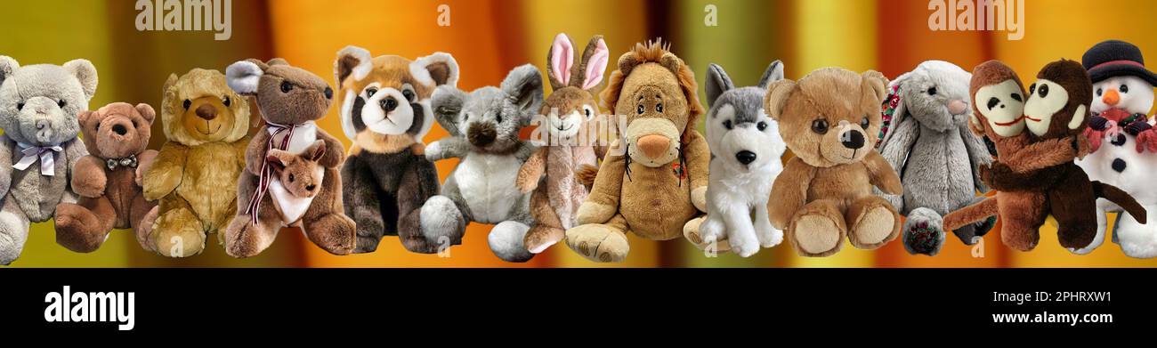 Vintage Toys, A huge banner made up of lots of soft toys and teddy ...