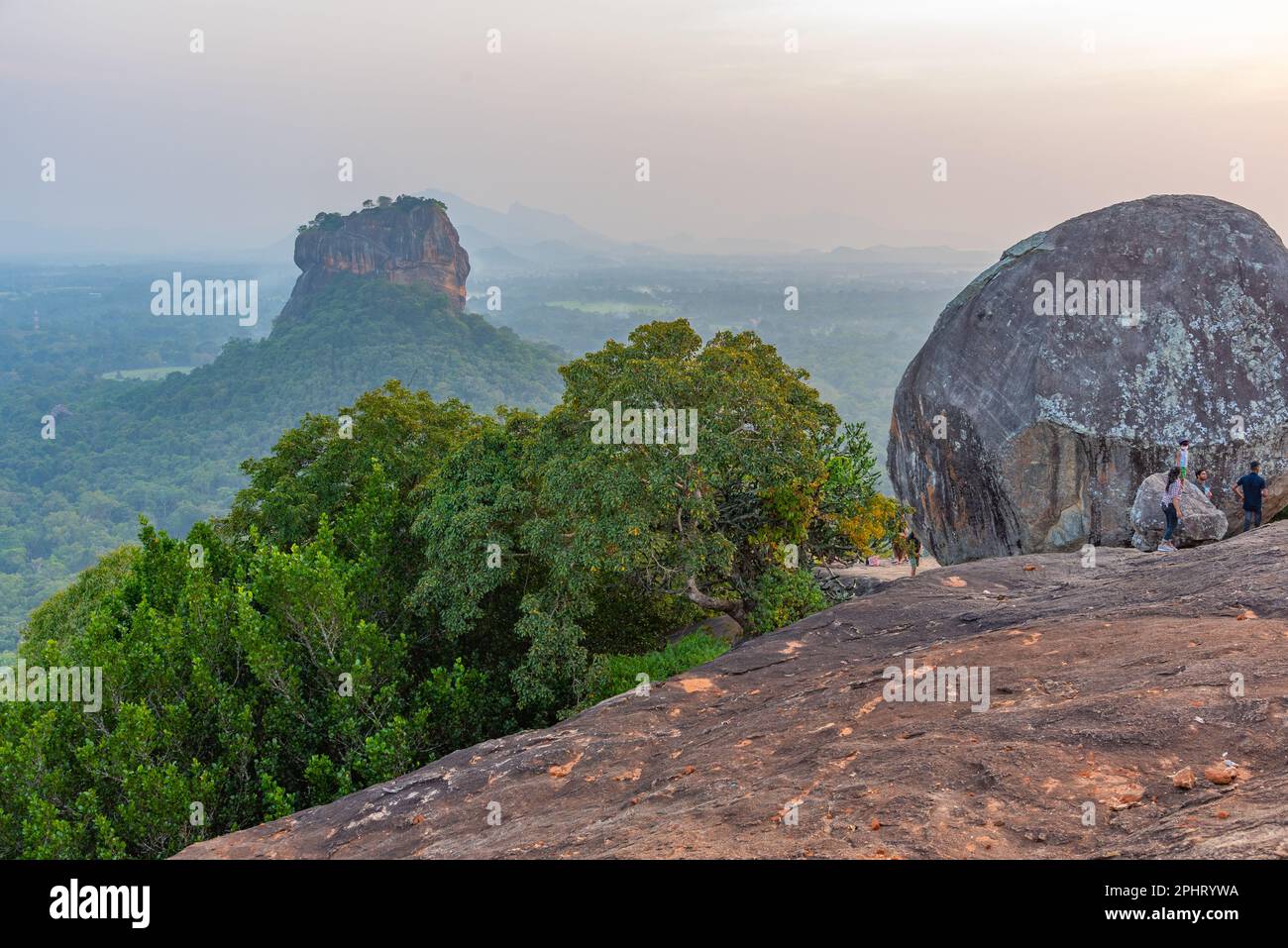 Sunset aerial view of Sigiriya rock fortress in Sri Lanka Stock Photo ...