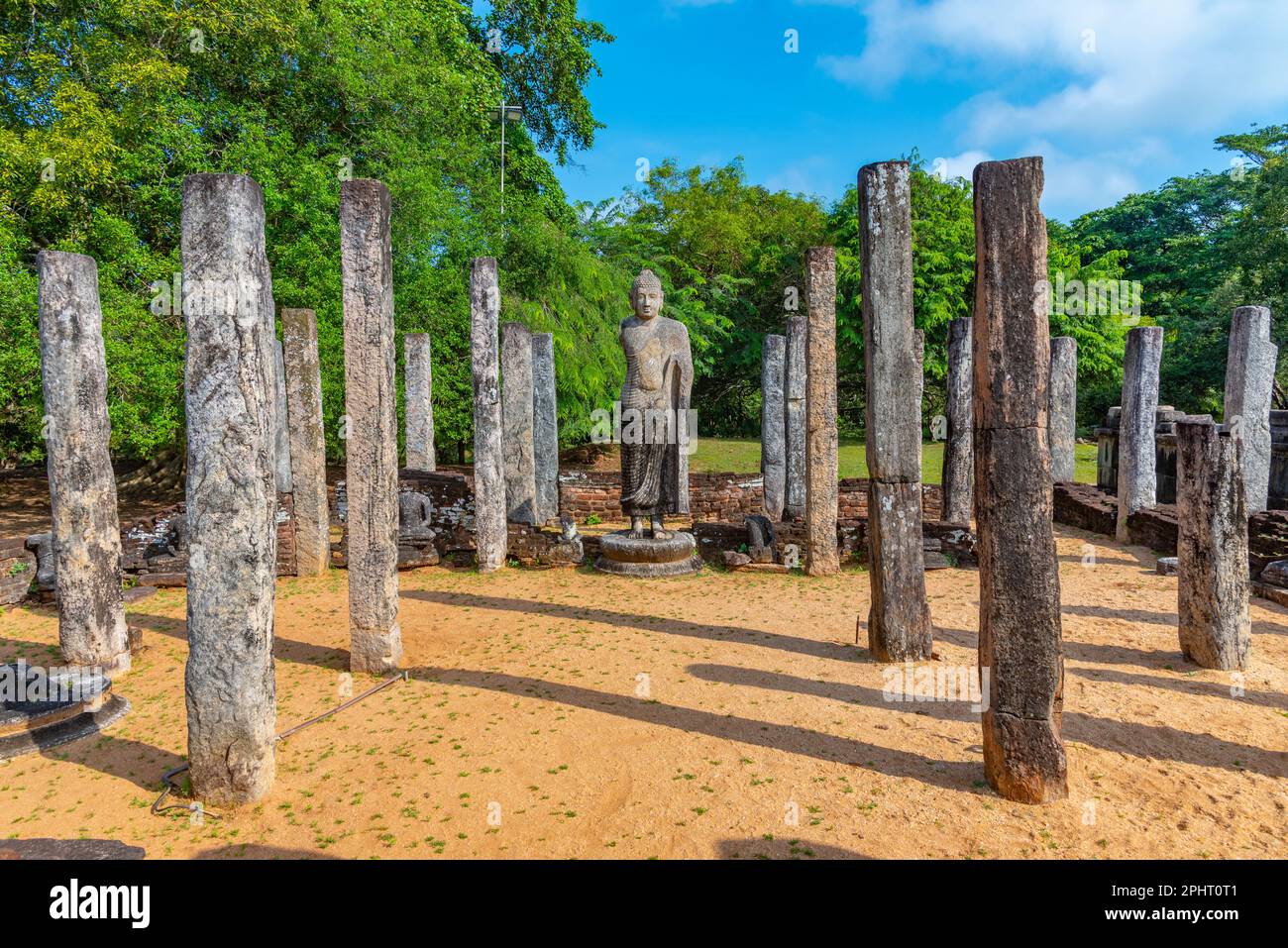Statues at Atadage at the quadrangle of Polonnaruwa ruins, Sri Lanka ...