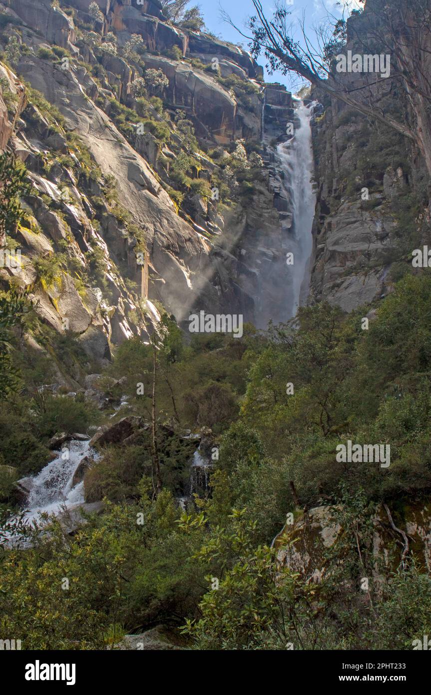 Crystal Brook Falls pouring into The Gorge on Mt Buffalo Stock Photo ...