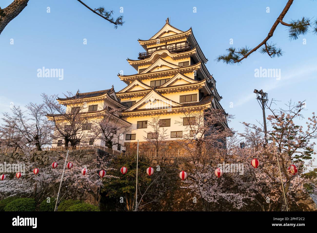 Early morning springtime golden hour shot of the Borogata style castle ...