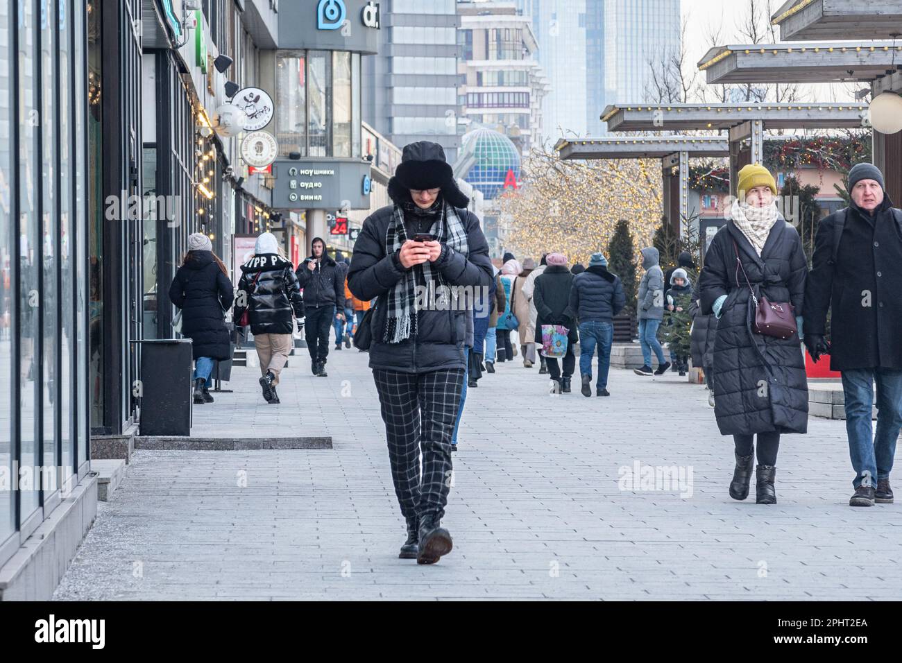Russia, Moscow. People are seen in a city street Stock Photo - Alamy