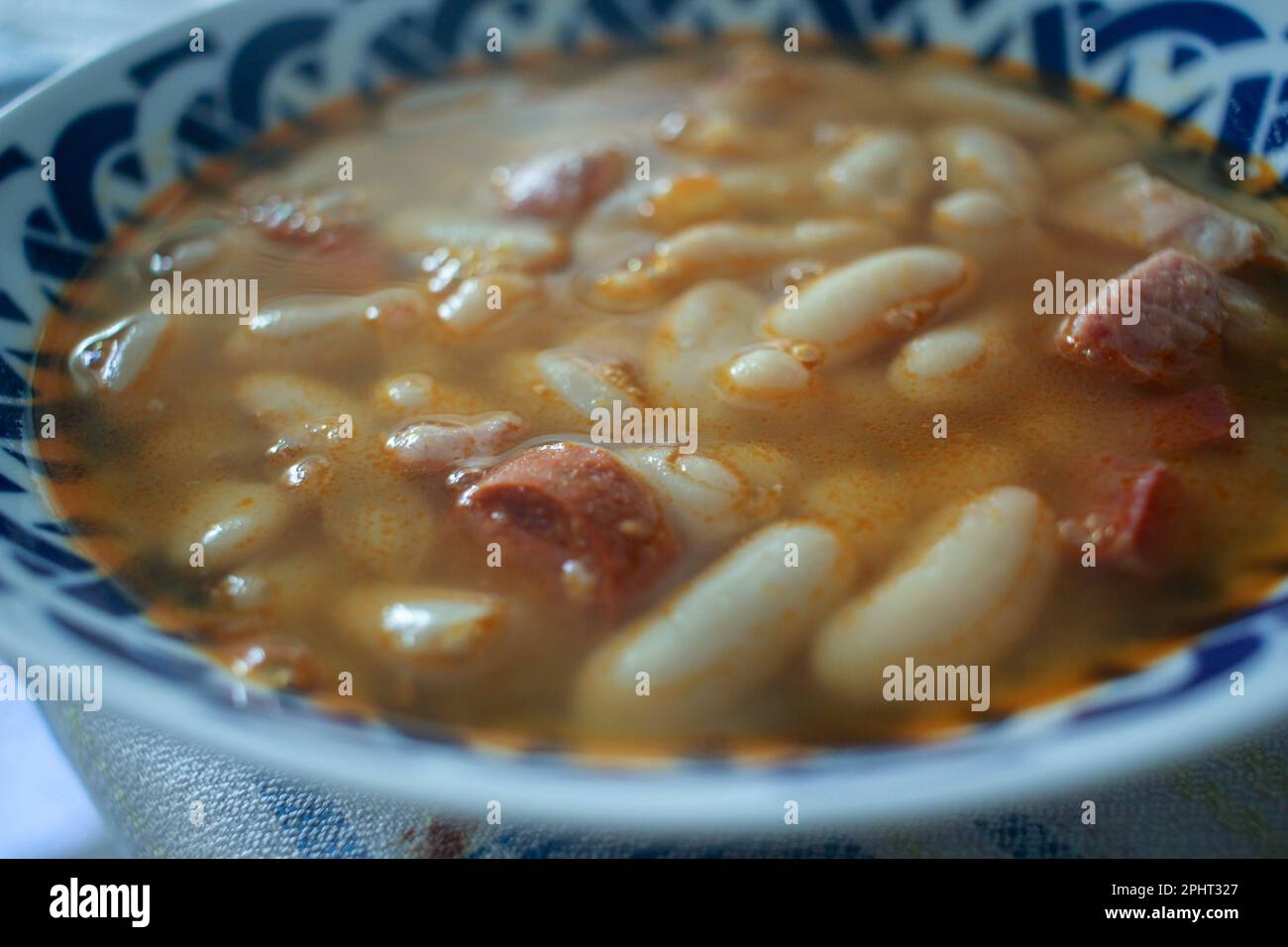 beans with pork made in Asturias is named Fabada Stock Photo - Alamy