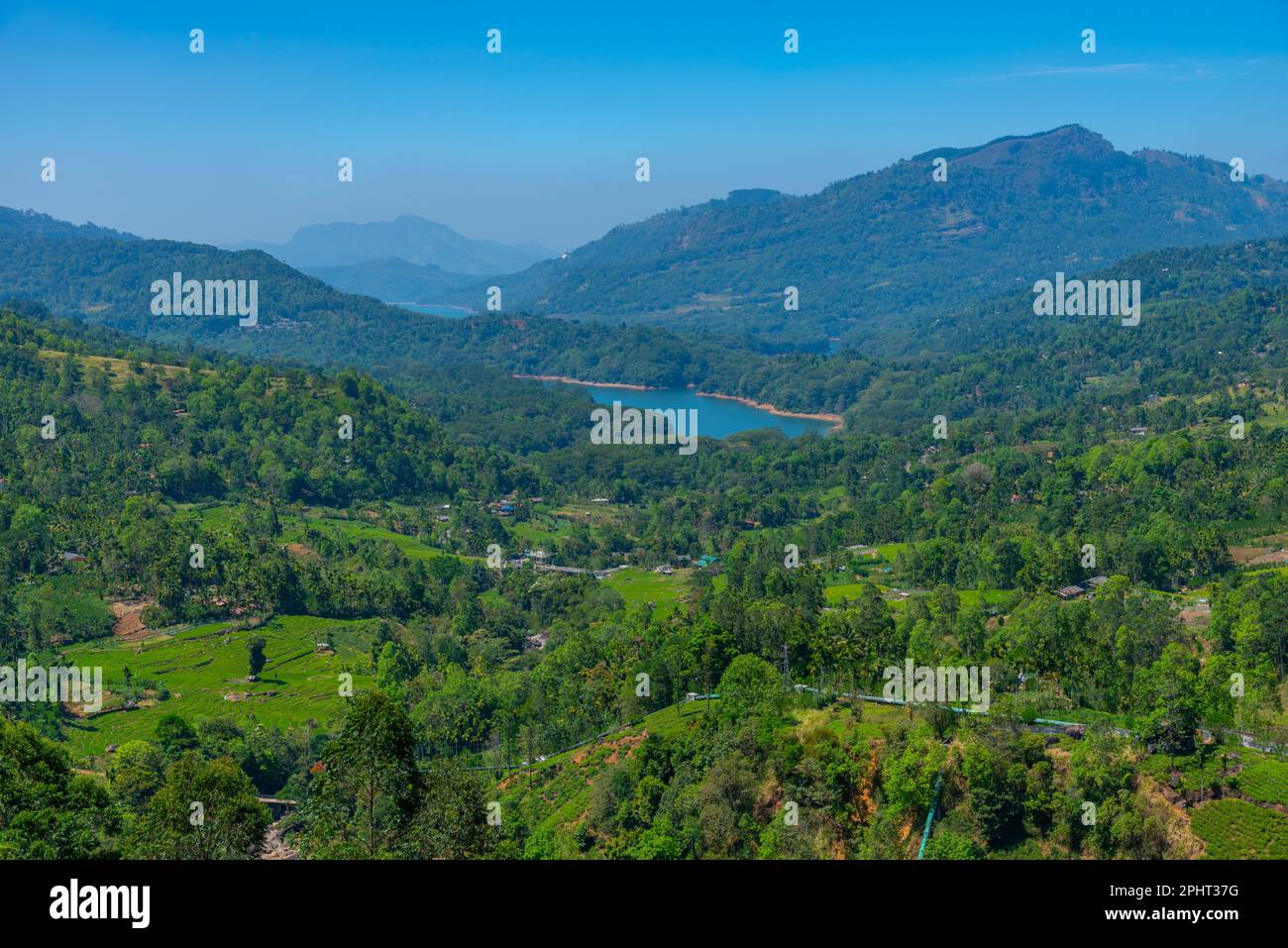 Aerial view of tea plantations near Ramboda falls at Sri Lanka Stock ...