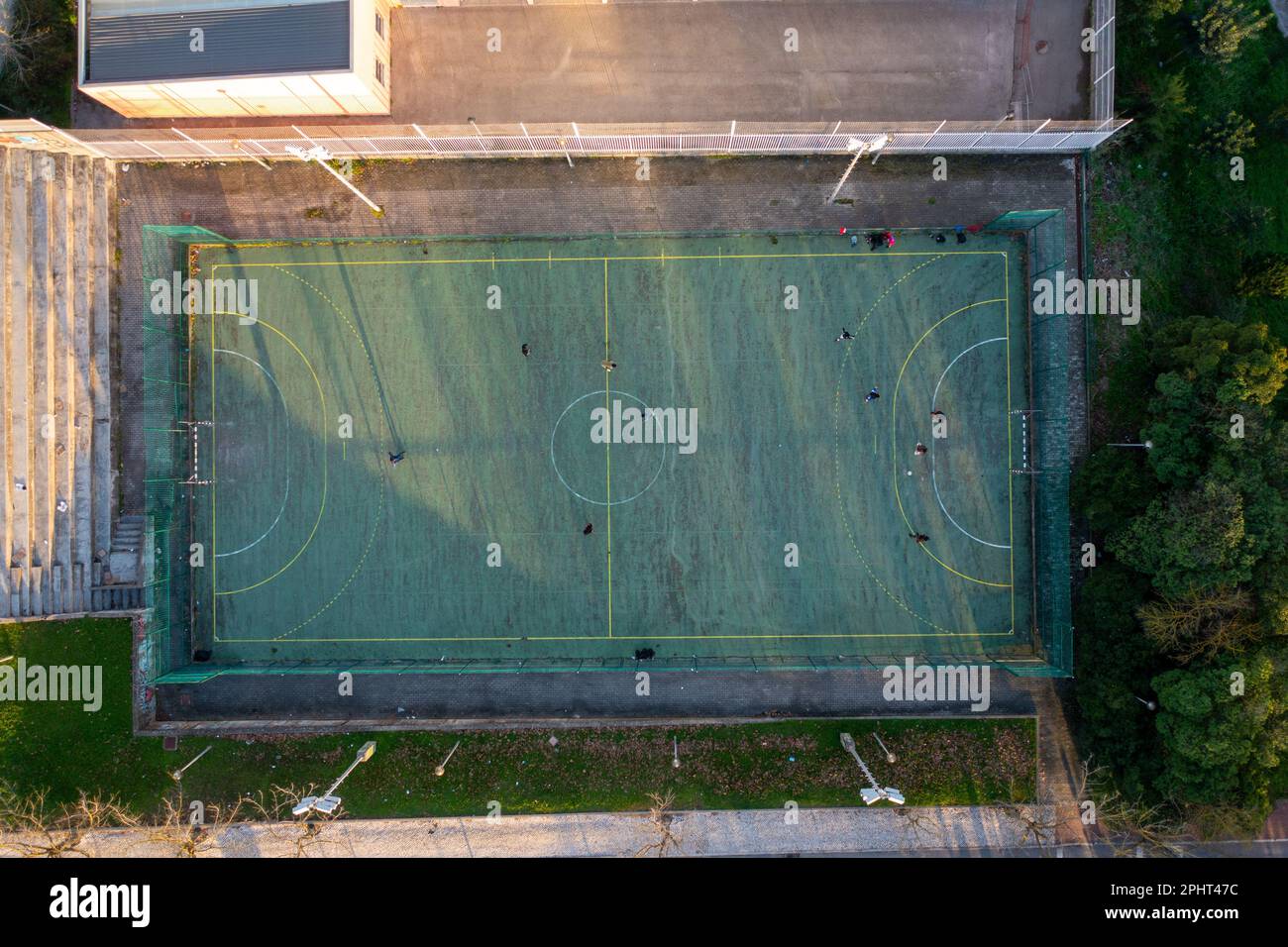 Aerial view children playing football hi-res stock photography and ...