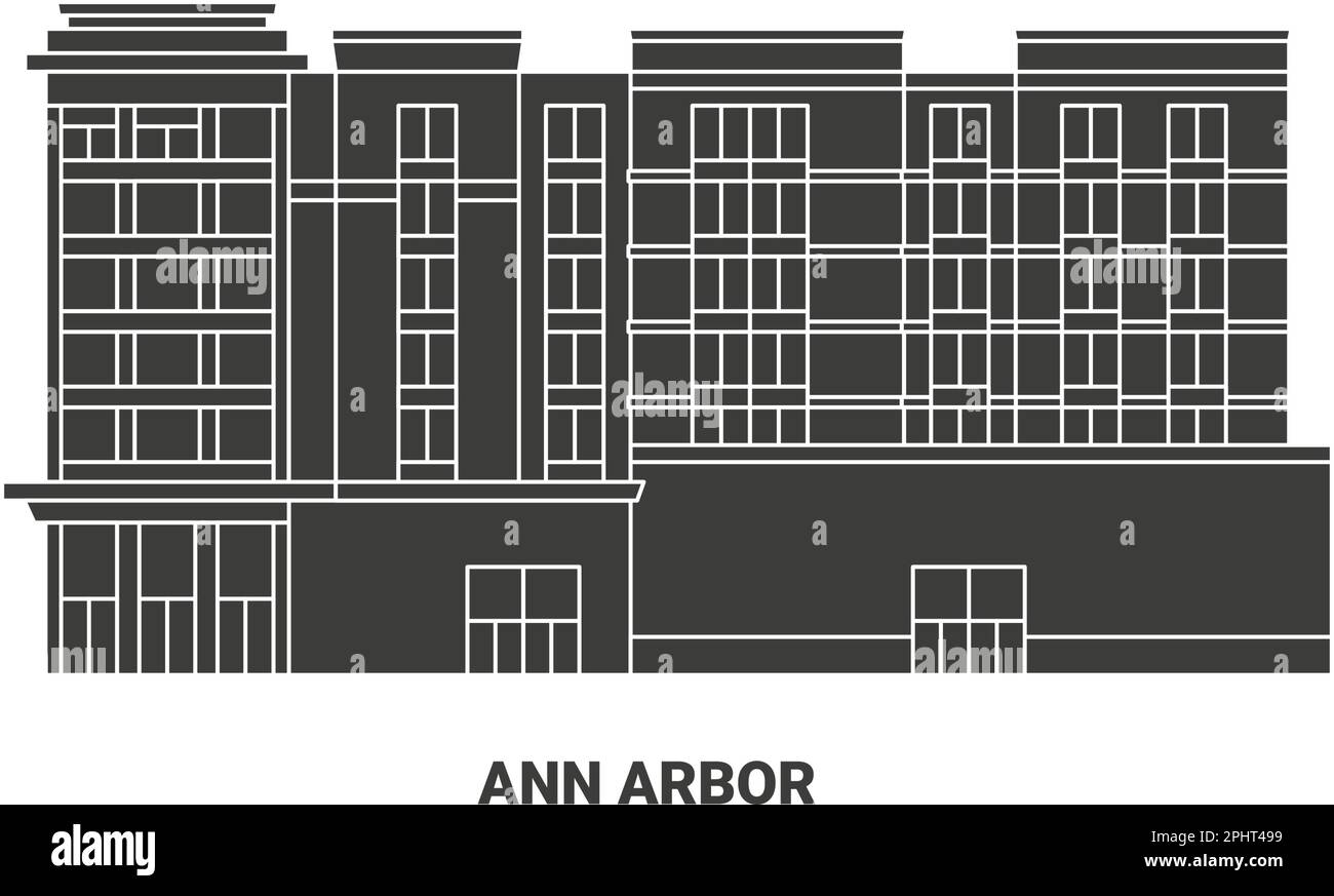 Usa, Ann Arbor travel landmark vector illustration Stock Vector Image ...