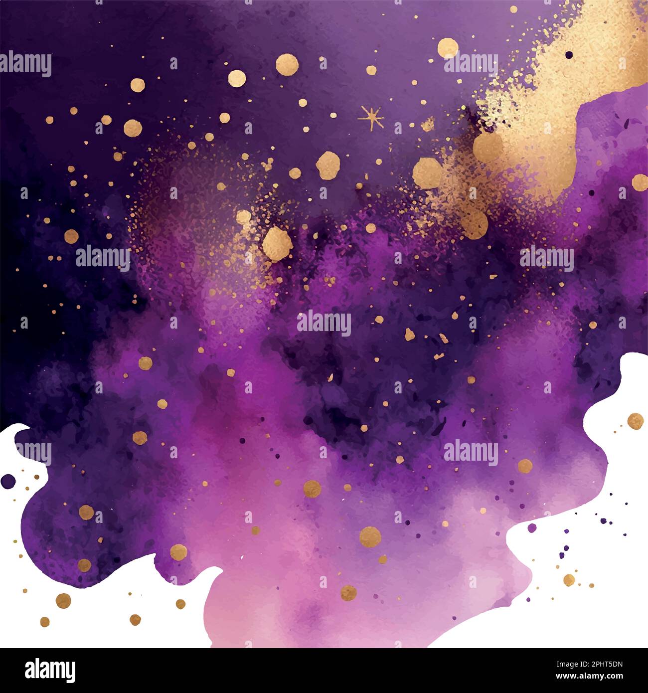 Mauve liquid watercolor background with golden glitter lines. Pastel ...