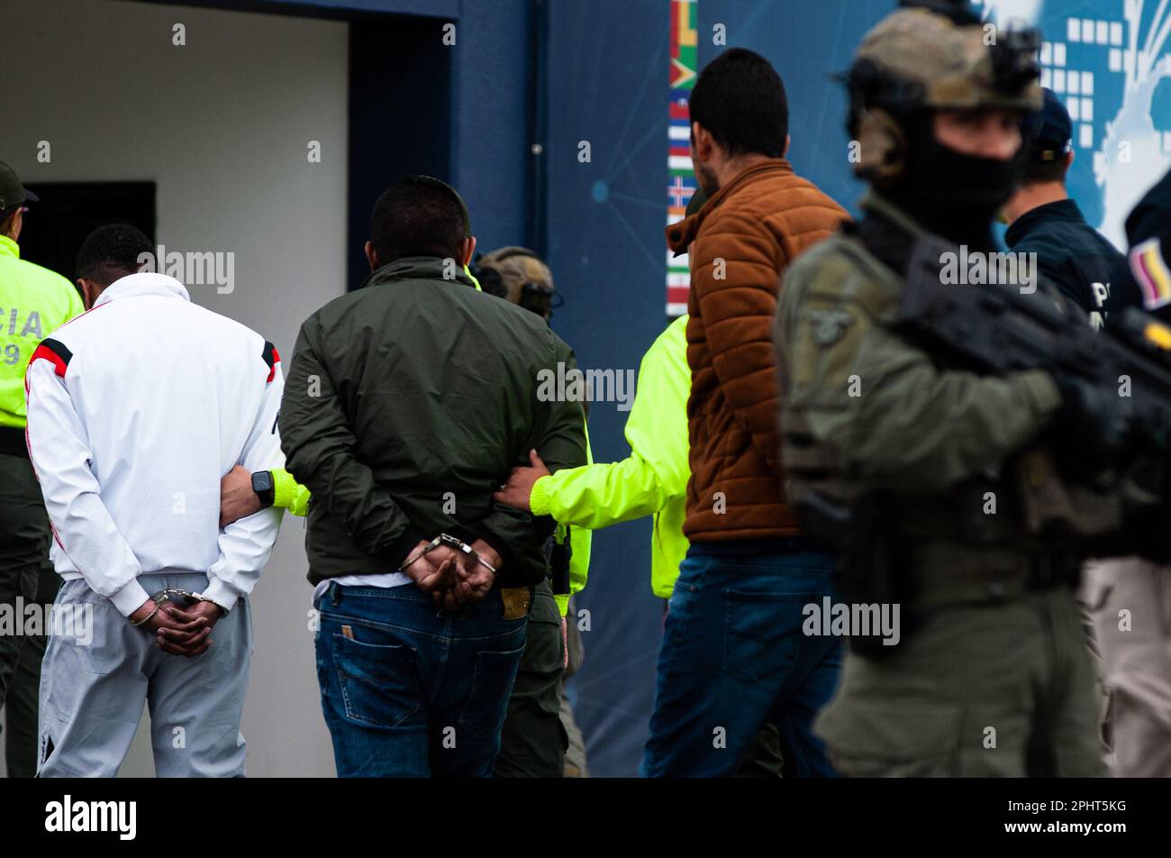 Bogota, Colombia, March 29, 2023. The alleged 52 captures are seen ...
